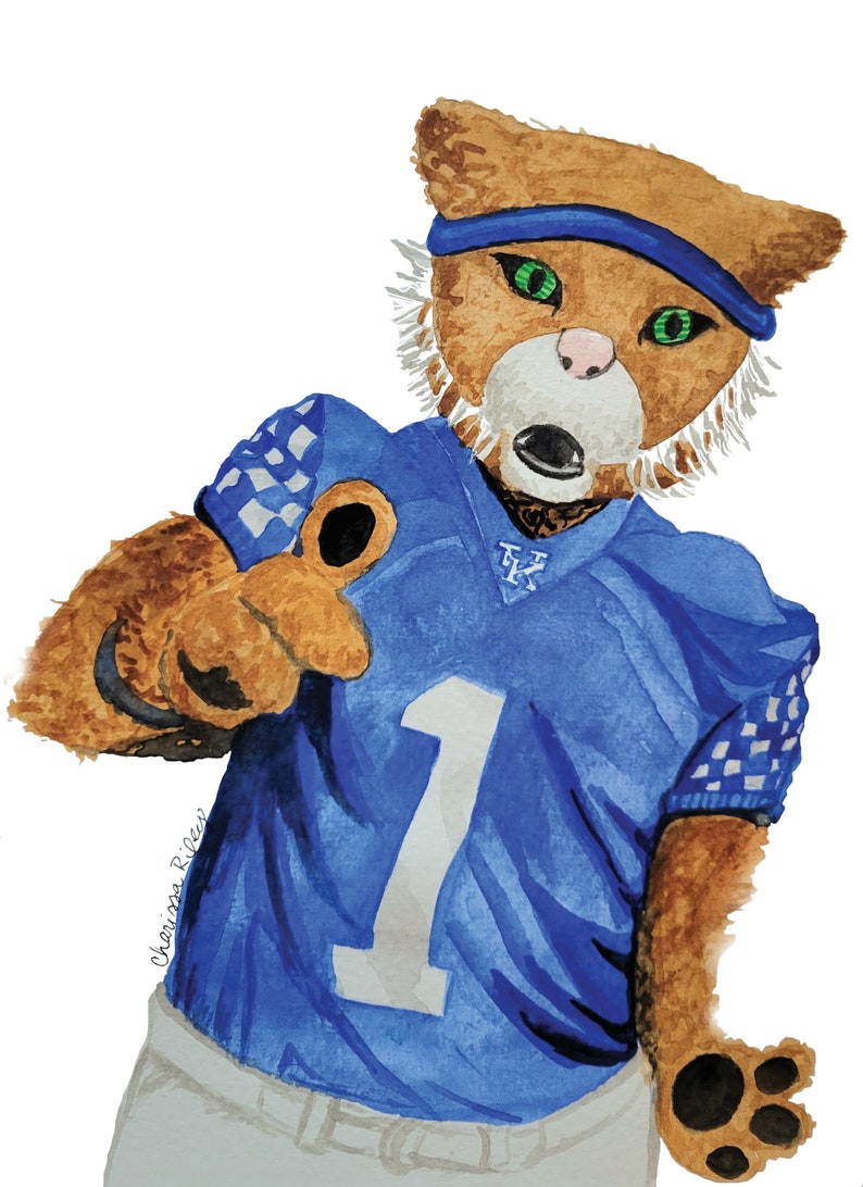 Wildcat Mascot Print, 8x10 Art Print, Kentucky Wildcats, University of ...