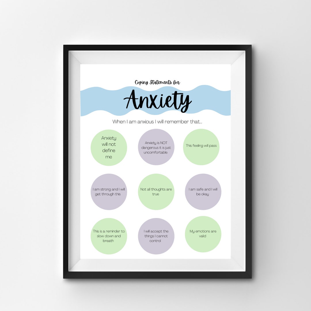 Anxiety Coping Statements, Digital Print, Poster, Anxiety Management ...