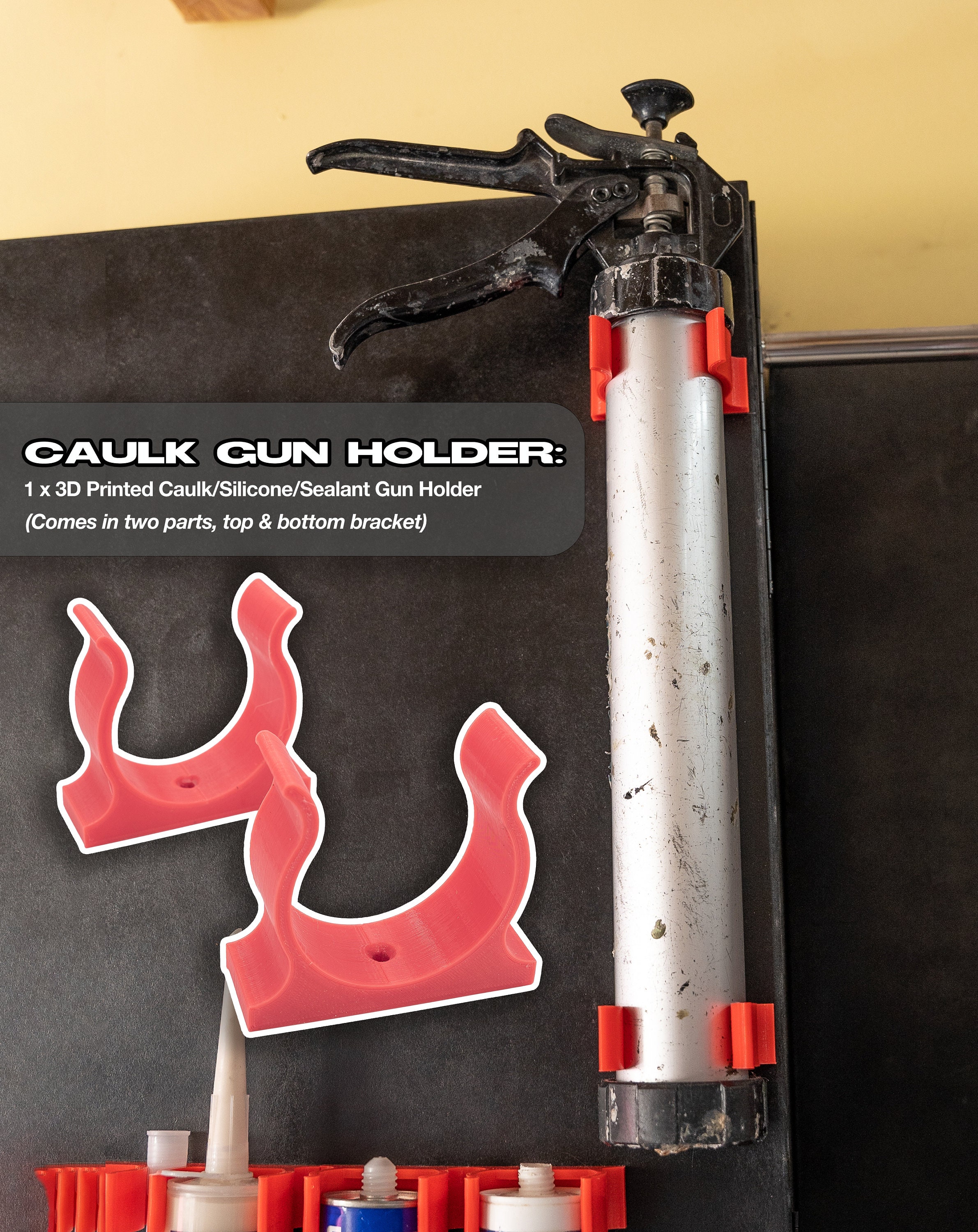 Caulk/silicone Tube and Gun Holders 3D Printed Handy Wall-mounted ...