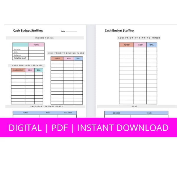 Cash Stuffing Budget Spreadsheet - Etsy