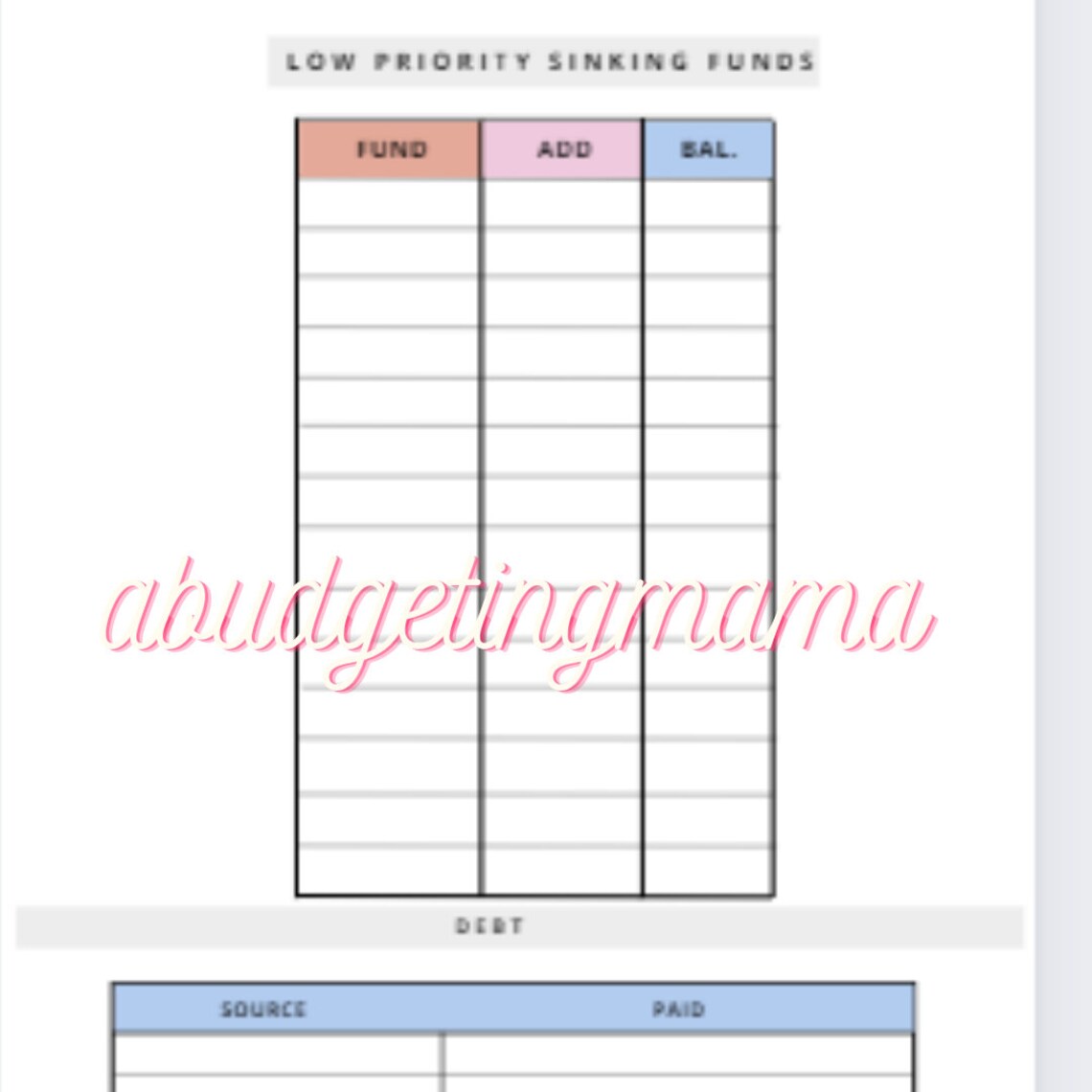 Cash Stuffing Worksheet, Cash Envelope Stuffing Spreadsheet, Cash ...