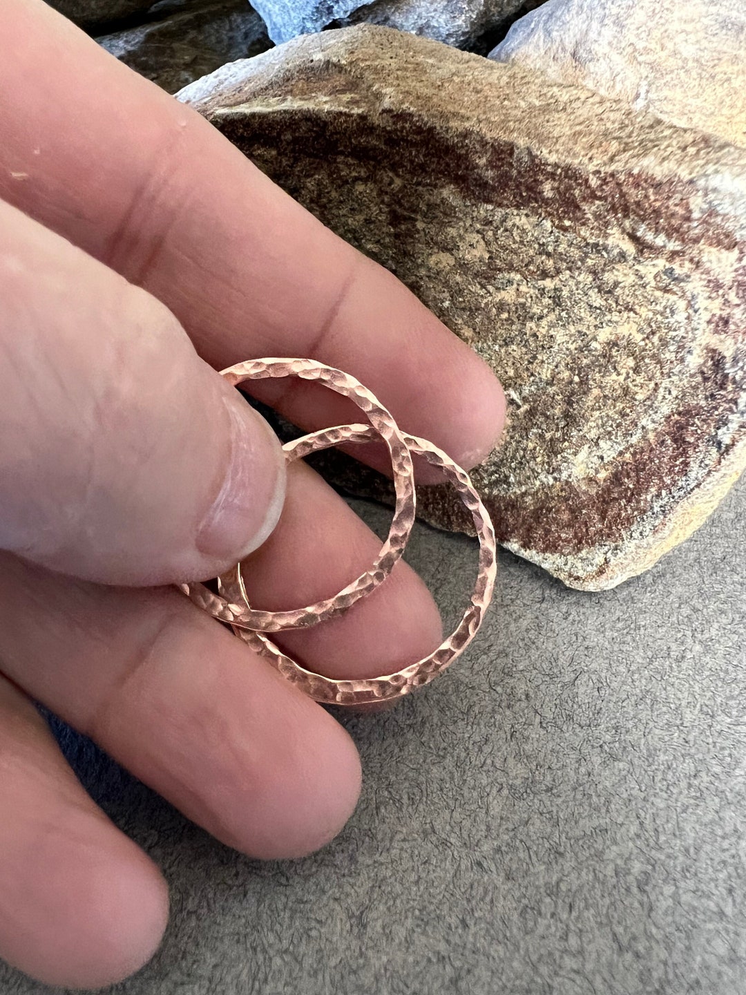 Hand Hammered Copper Hoops: Lightweight Jewelry Findings, 24 Gauge (2 ...