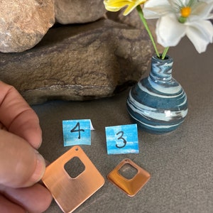 4, 12, or 20 Count PACK, Corner Cut-out Square, Copper Blank, Jewelry ...