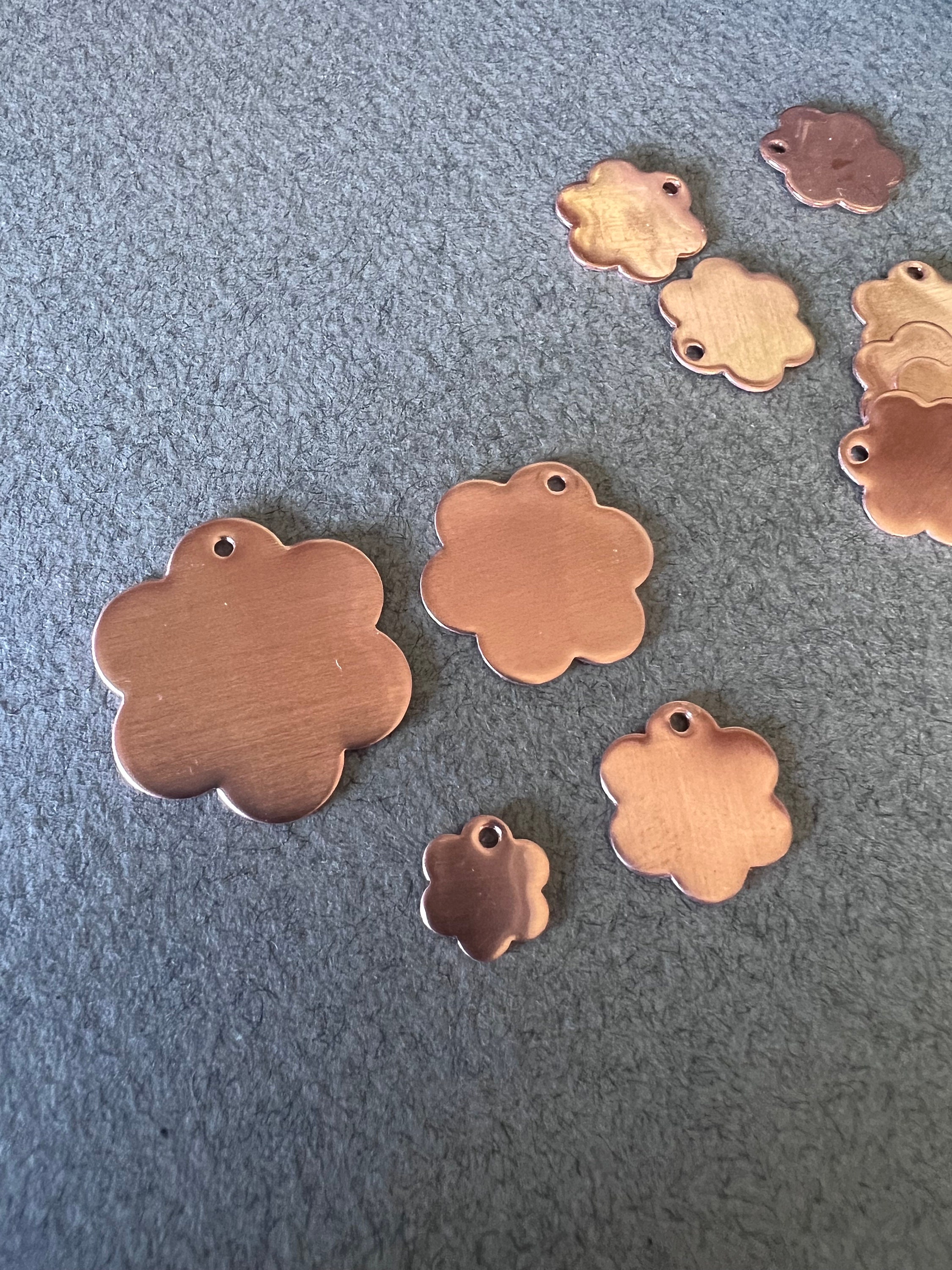12 Count or 20 Count PACK 4 Sizes SOLID Flower Copper Blank - Etsy