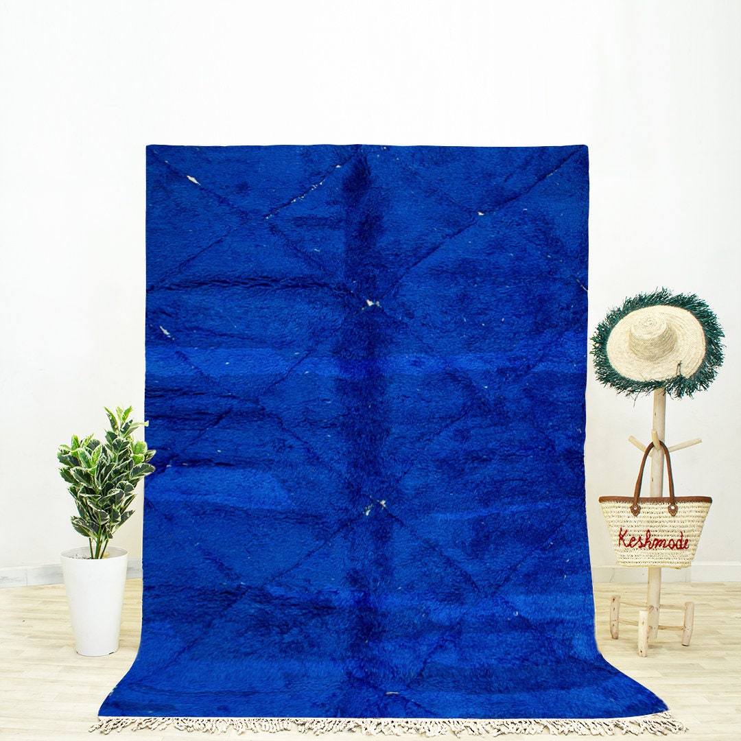 Large Blue Rug | Blue Moroccan Rug | Blue Beni Ourain Rug | Blue ...