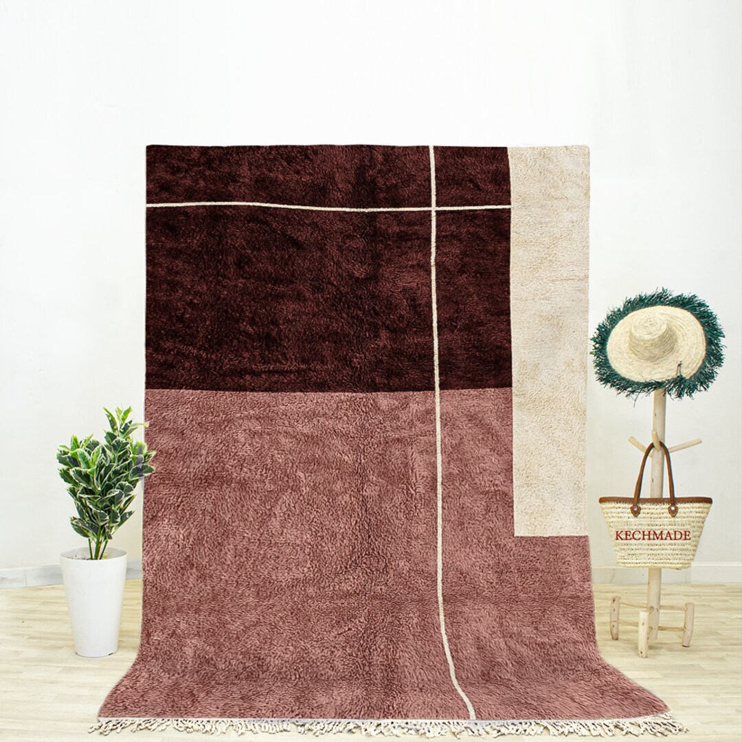 Brown Abstract Rug is a Handwoven Moroccan Shag Rug for Living Room ...