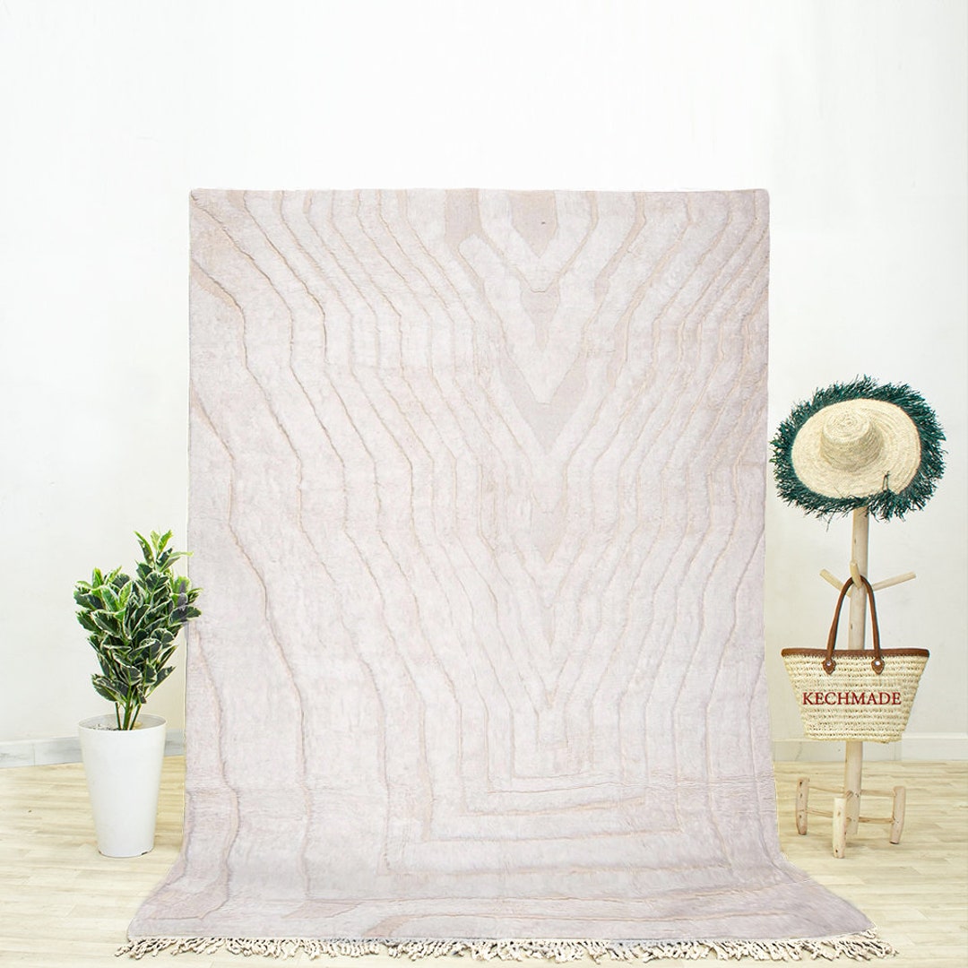 Handwoven White Abstract Rug Using Natural Wool Rug With a Custom White ...