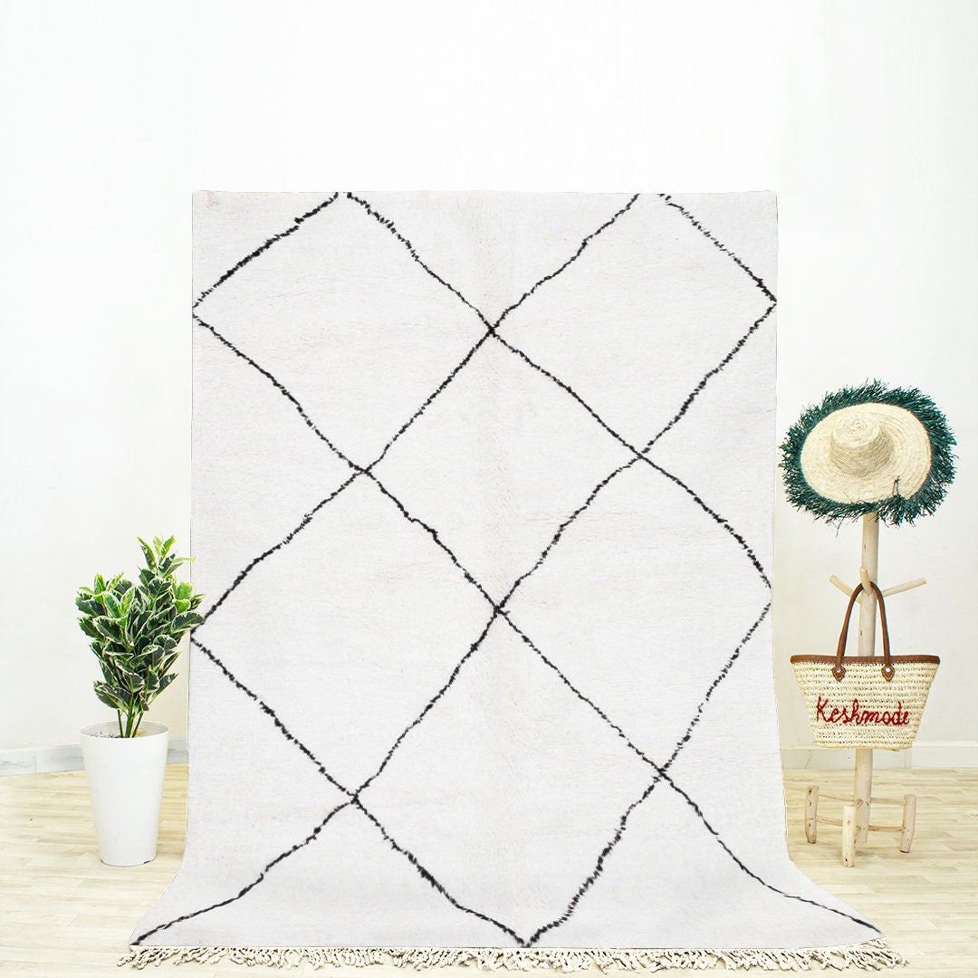 Black and White Moroccan Rug | Black and White Diamond Rug | Black and ...