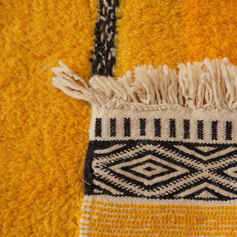 Handwoven Yellow Moroccan Rug Traditional Yellow Berber Rug With Unique ...