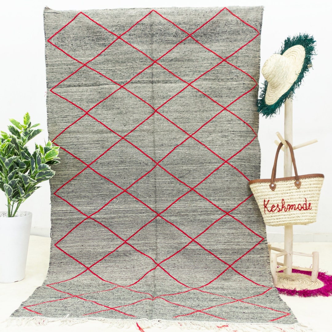 Red Lozenges Contemporary Moroccan Rugs Moroccan Area Rug From Oued Zem ...