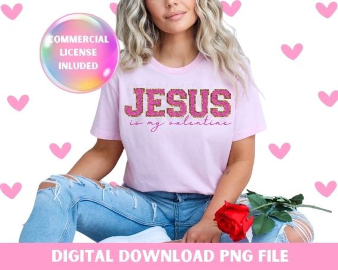 Faux Chenille Glitter Patch Jesus is My Valentine Christian Heat Press ...