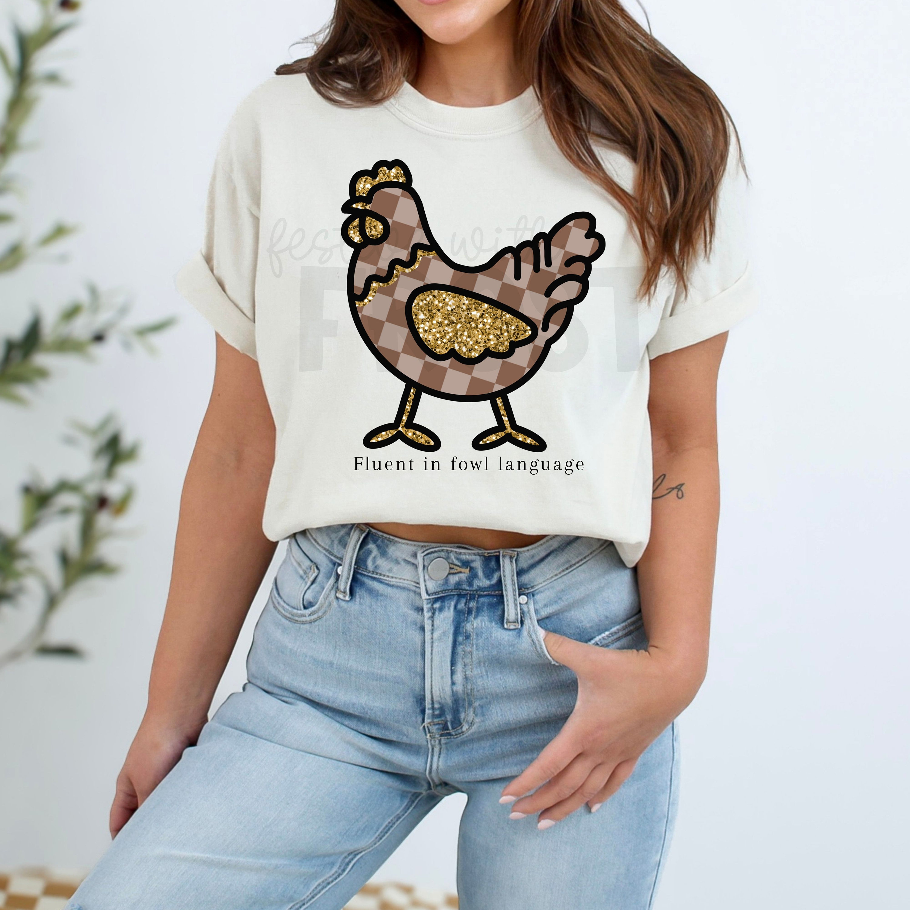 Fluent in Fowl Language Glitter Chicken Png for Sublimation Dtg Dtf ...