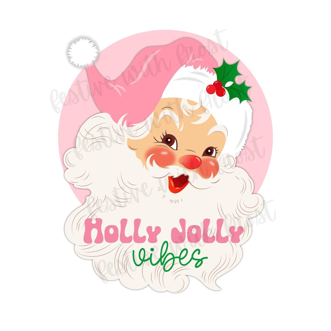 Festive Holly Jolly Santa Clipart PNG, Digital Download, Commercial Use ...