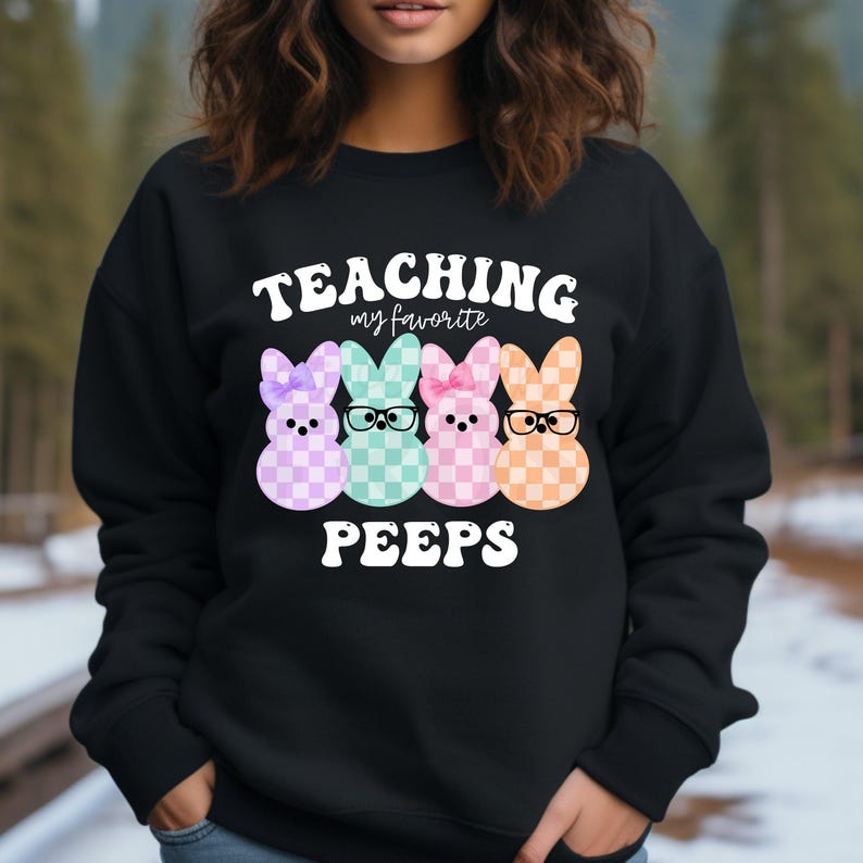 Teacher Easter Peeps PNG: Retro Font Sublimation Design (digital ...