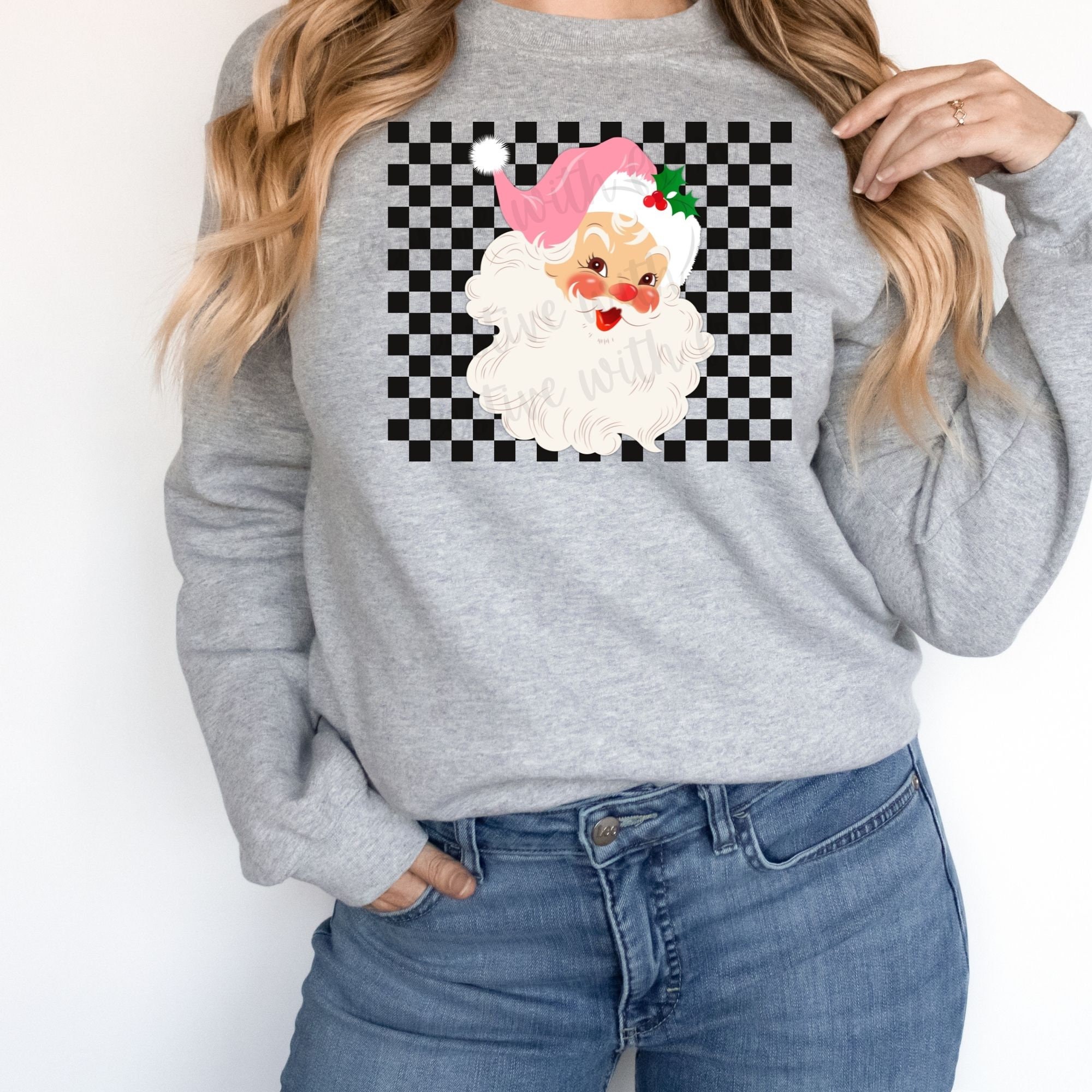 Checkered Pink Santa 300 Dpi PNG Pinkmas Pink Christmas - Etsy