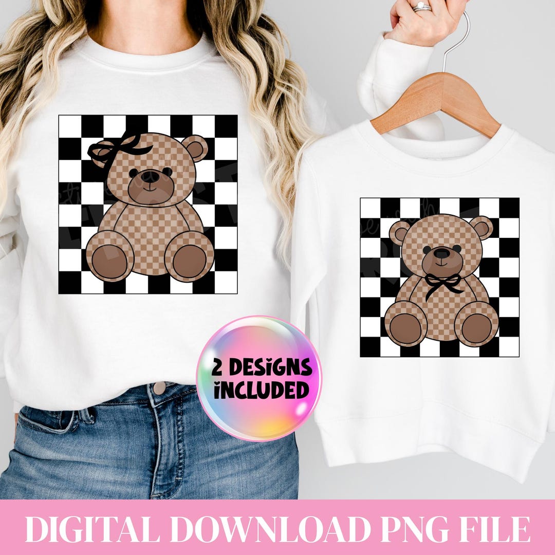 Checker Boy Bear PNG | Mama Mini | Digital Download | Checker Girl Bear ...