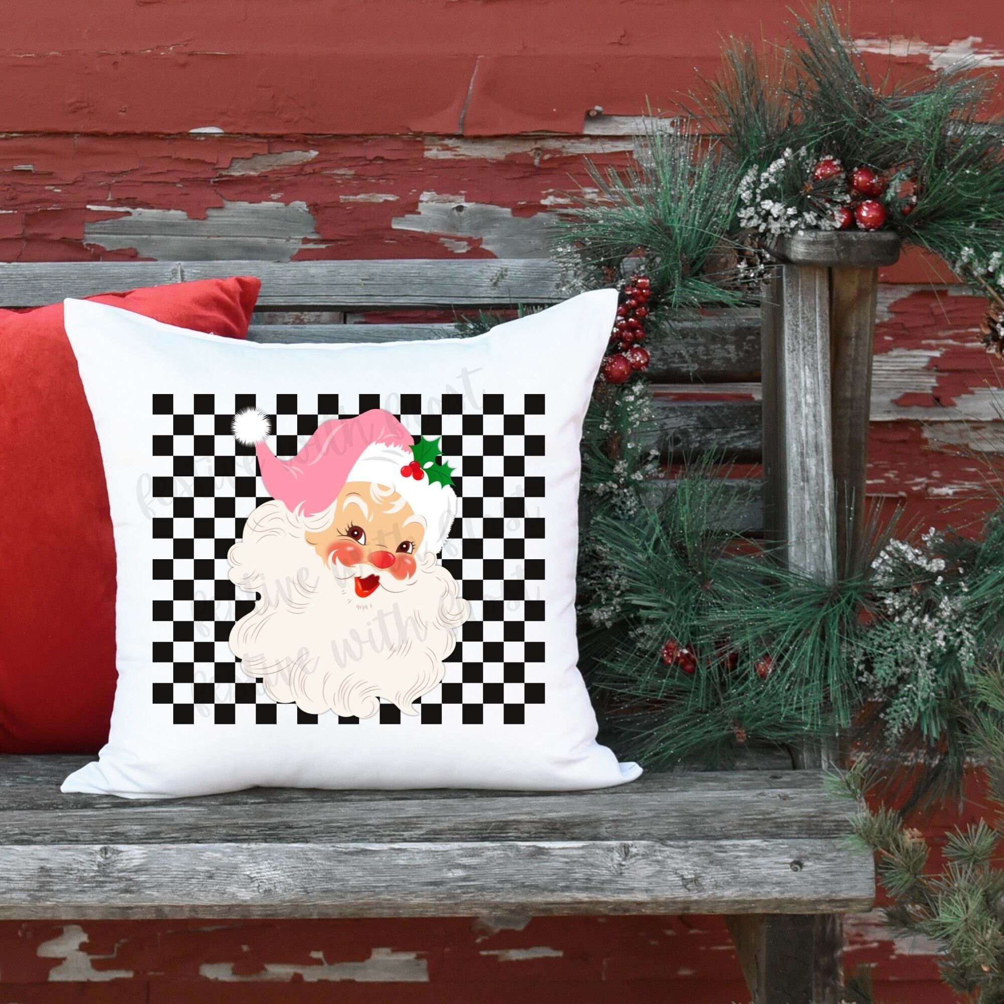 Checkered Pink Santa 300 Dpi PNG Pinkmas Pink Christmas - Etsy