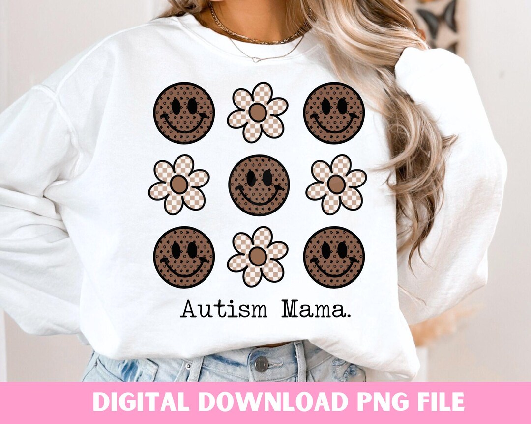 Autism Mama PNG Autism Awareness Autism Mom PNG Retro Autism Smiley ...
