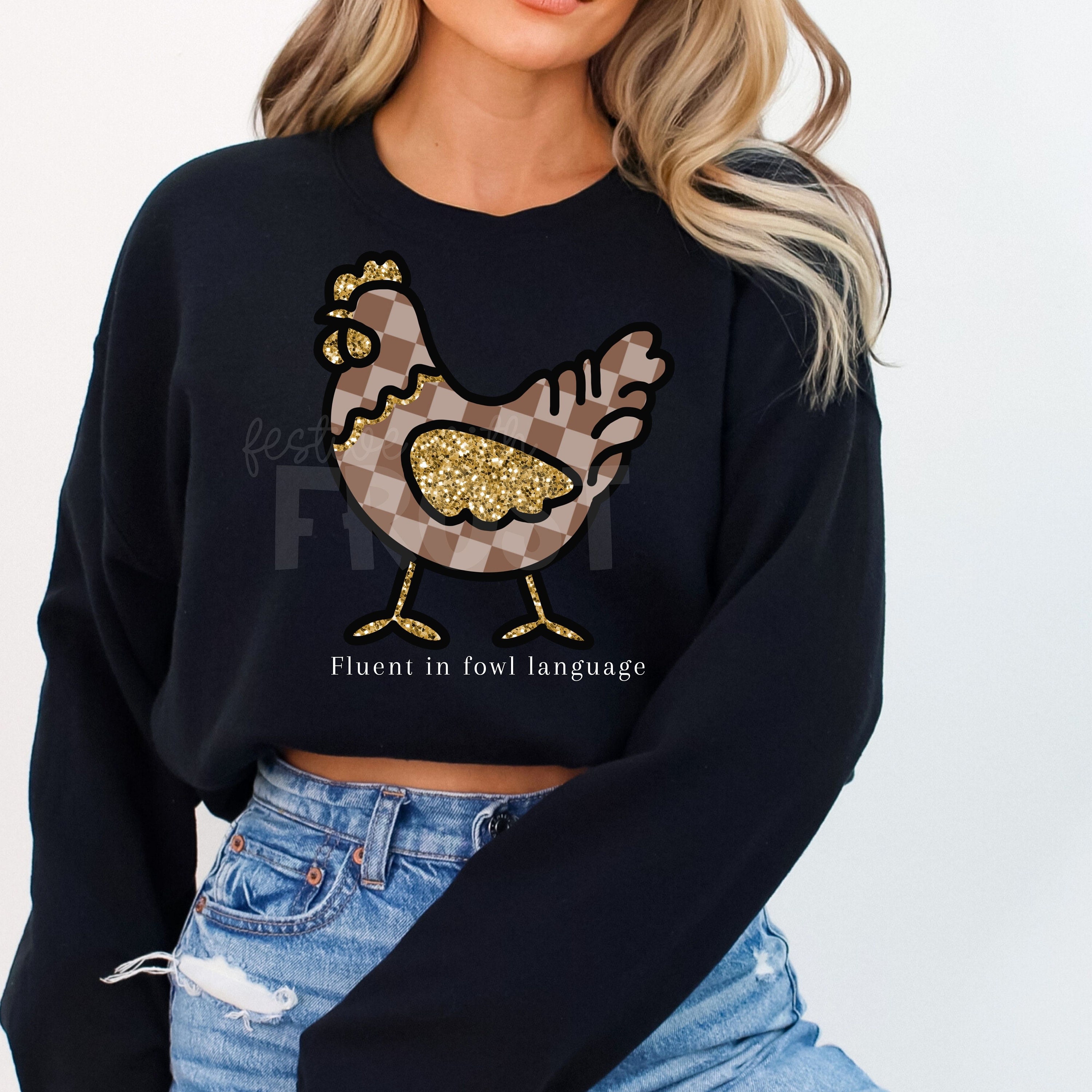 Fluent in Fowl Language Glitter Chicken Png for Sublimation Dtg Dtf ...