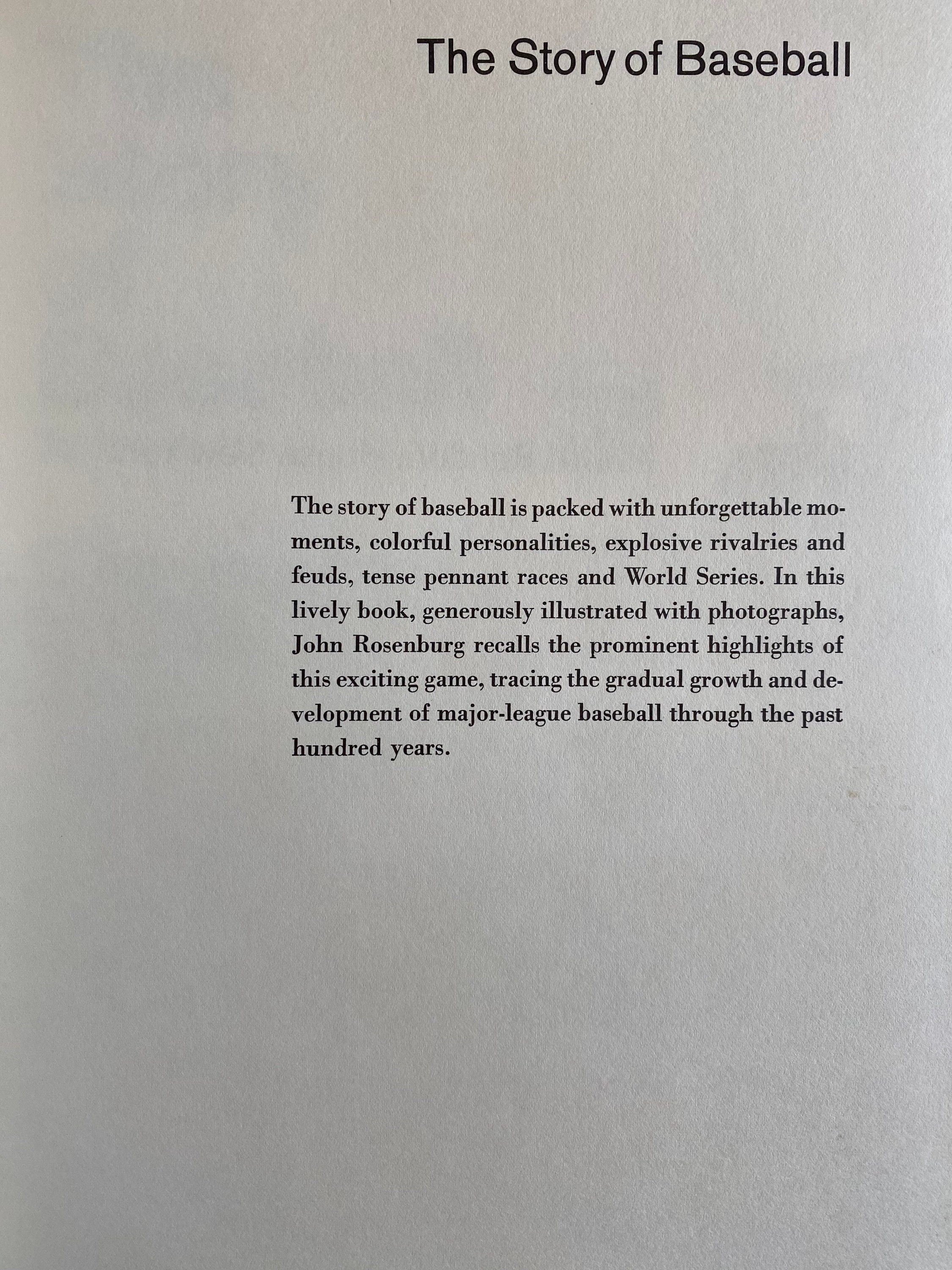 The Story of Baseball by John M Rosenburg Baseball History Book ...