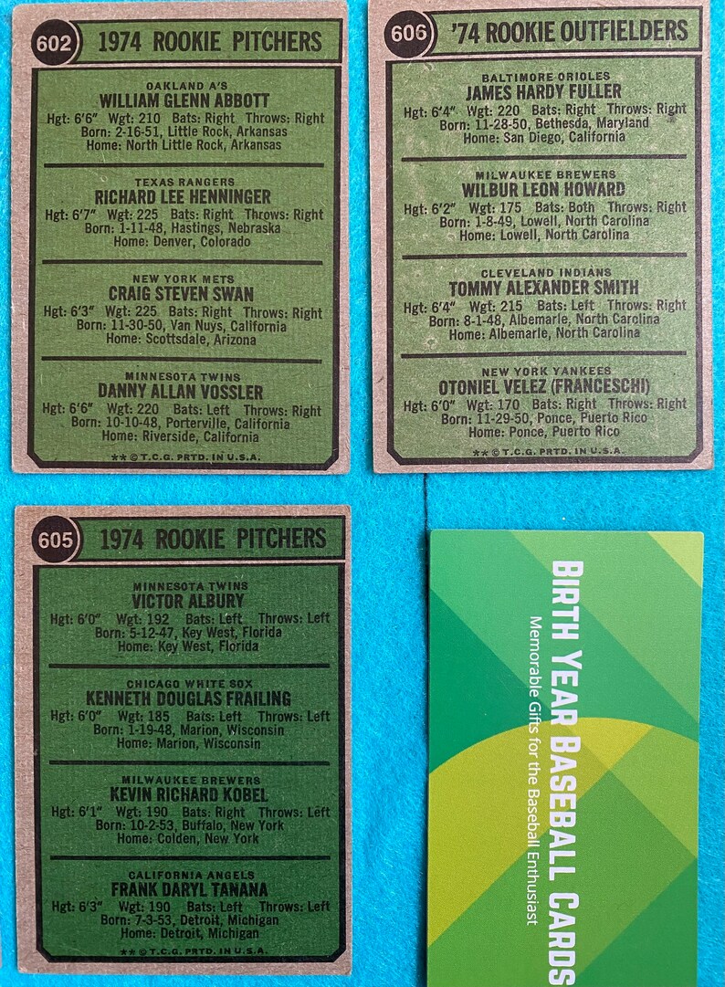 Set of 1974 Topps Rookie Cards 1974 Topps Rookie Pitchers, Shortstops ...