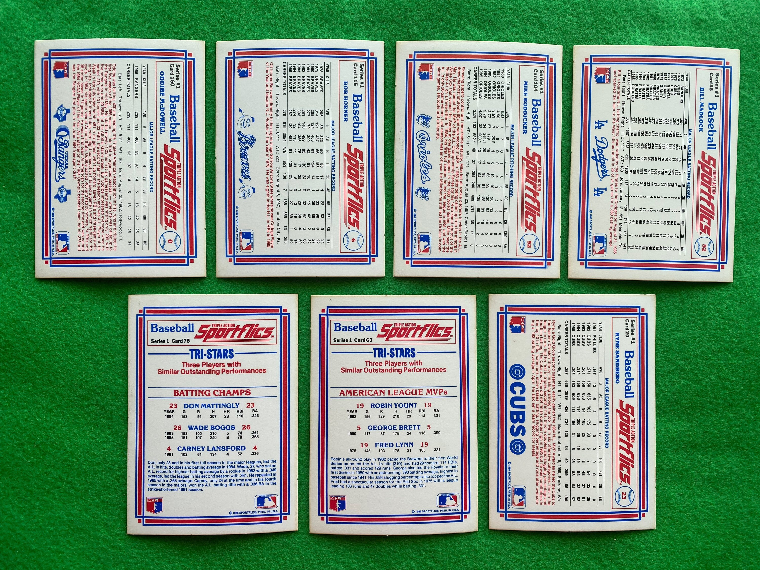 1986 Triple Action Sportflics Baseball Card Lot of 7 | 35 1986 ...