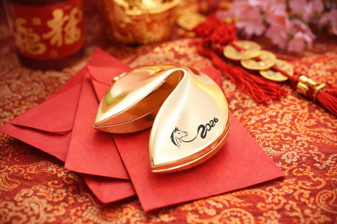 Lunar New Year 2026 Engraved Fortune Cookie, Year of the Horse Lucky ...