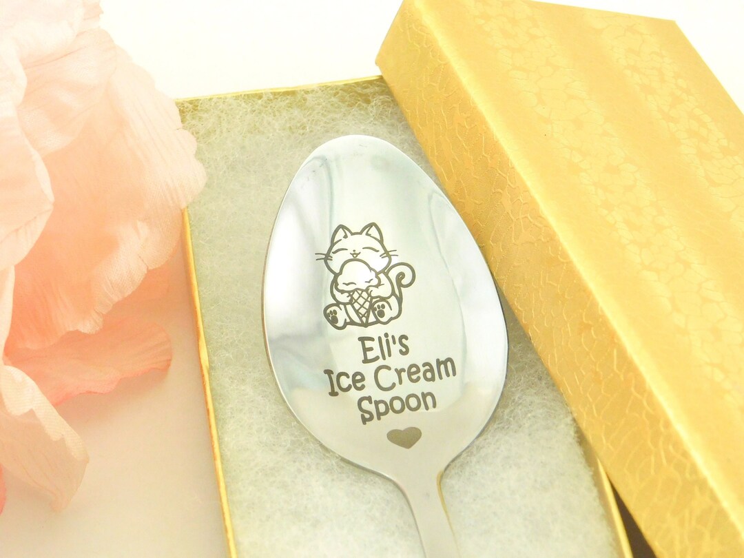 Personalized Cat Ice Cream Spoons, Custom Name Ice Cream Spoon, 21st ...