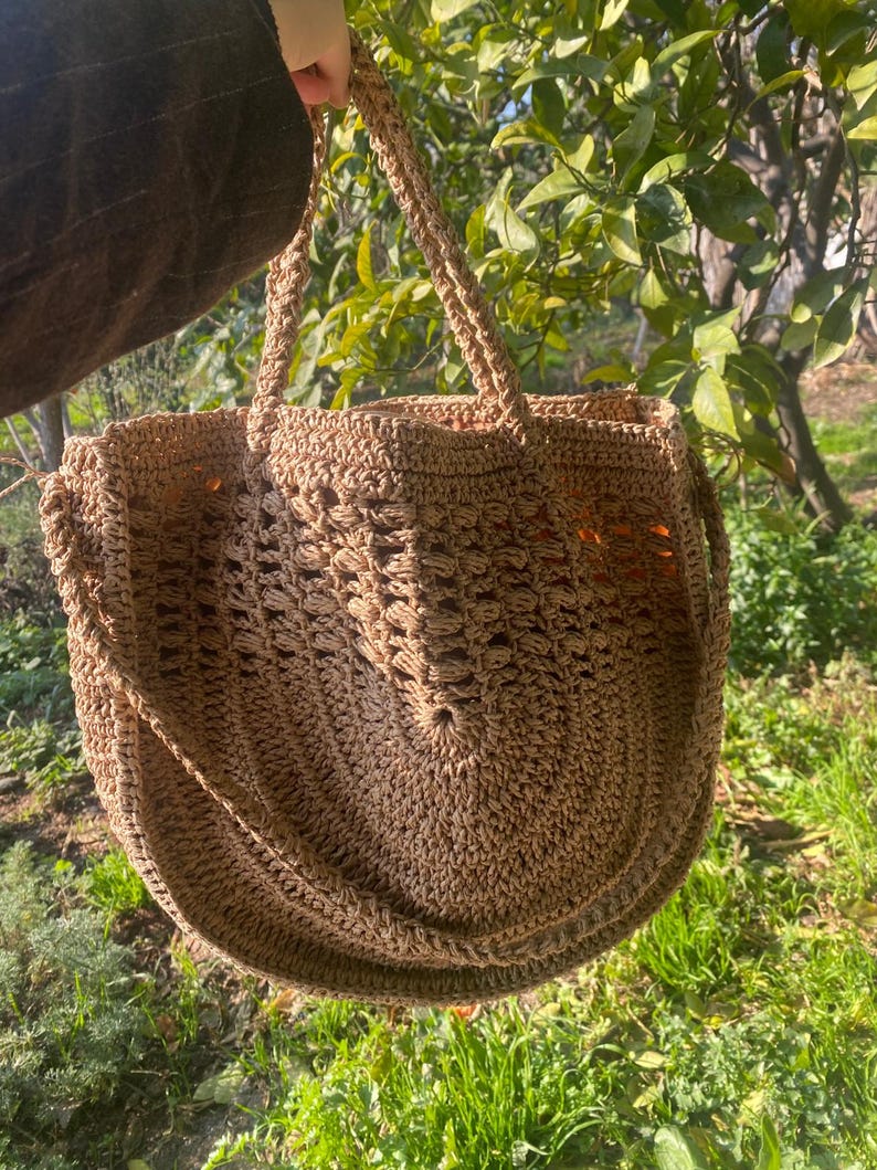 Handmade Paper Yarn Bag Large Crochet Tote Bag Paper Rope Bag Summer ...