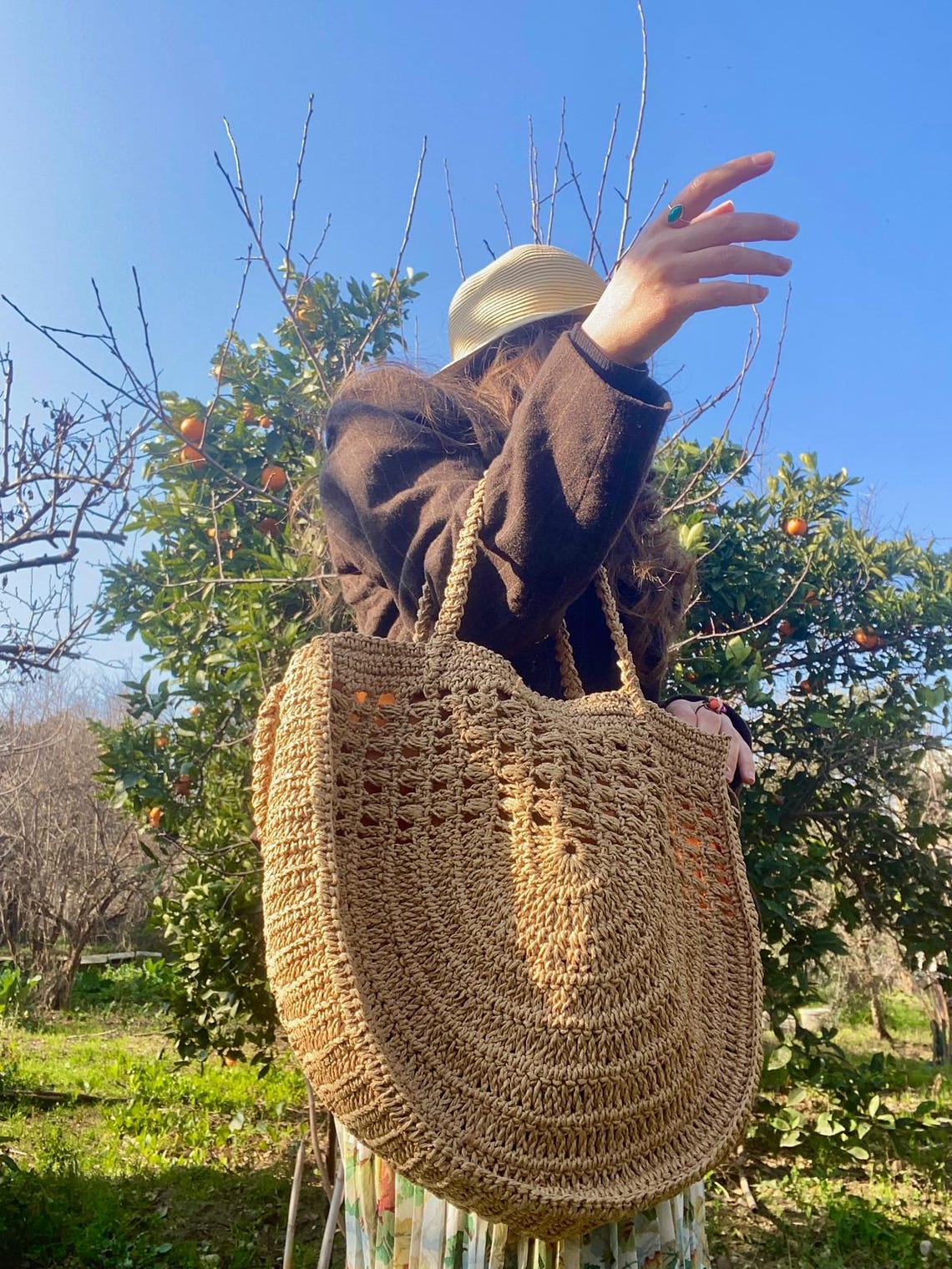 Handmade Paper Yarn Bag Large Crochet Tote Bag Paper Rope Bag Summer ...