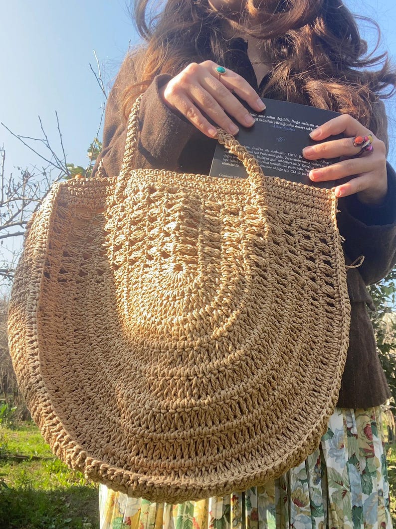 Handmade Paper Yarn Bag Large Crochet Tote Bag Paper Rope Bag Summer ...