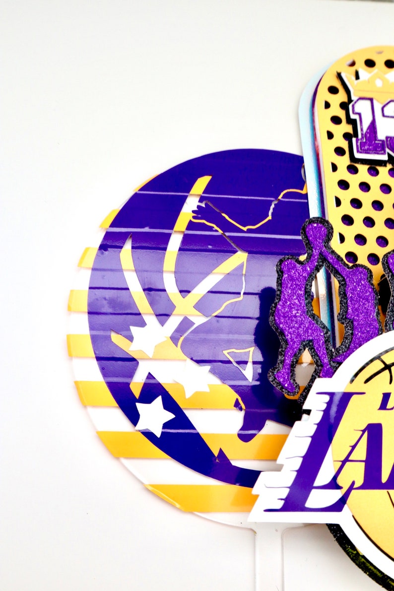 Lakers Cake Topper, Lakers Party, Basketball Cake Topper, NBA Cake ...
