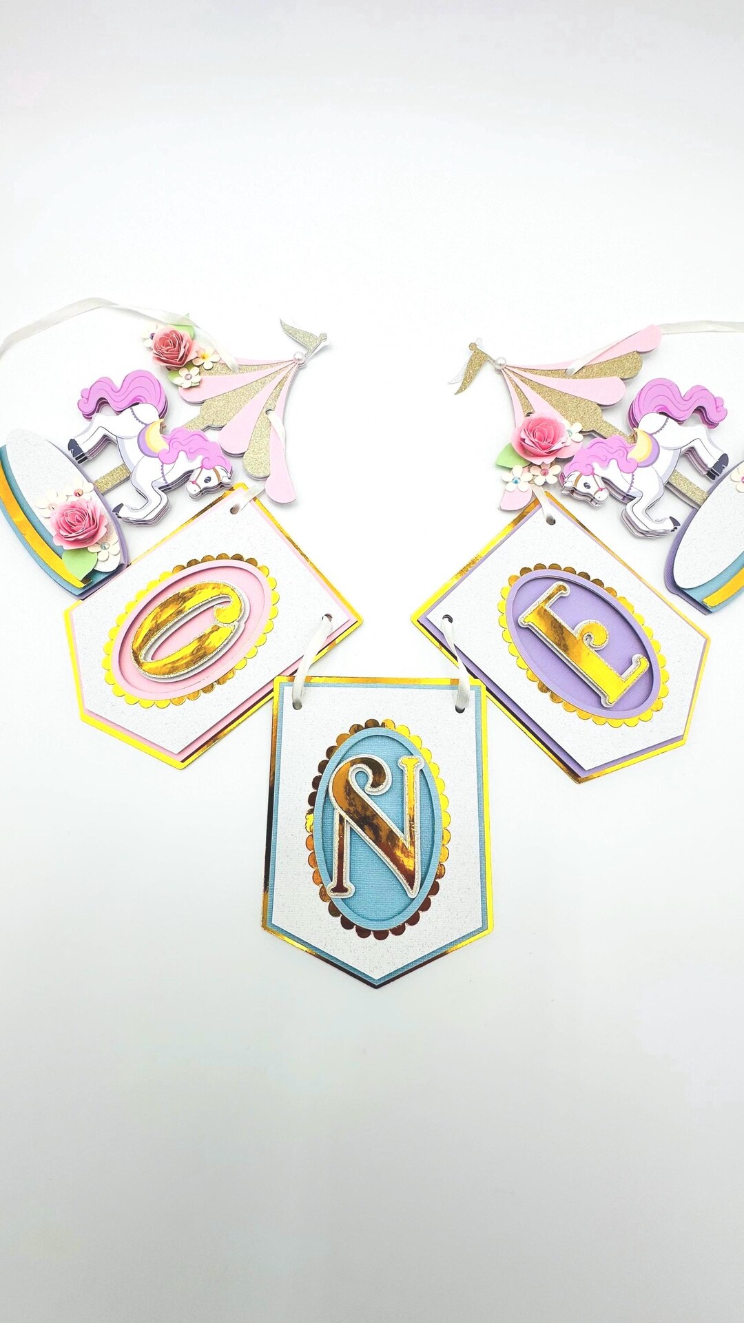 Carousel First Birthday Banner, Handmade Party Decorations, Carnival ...