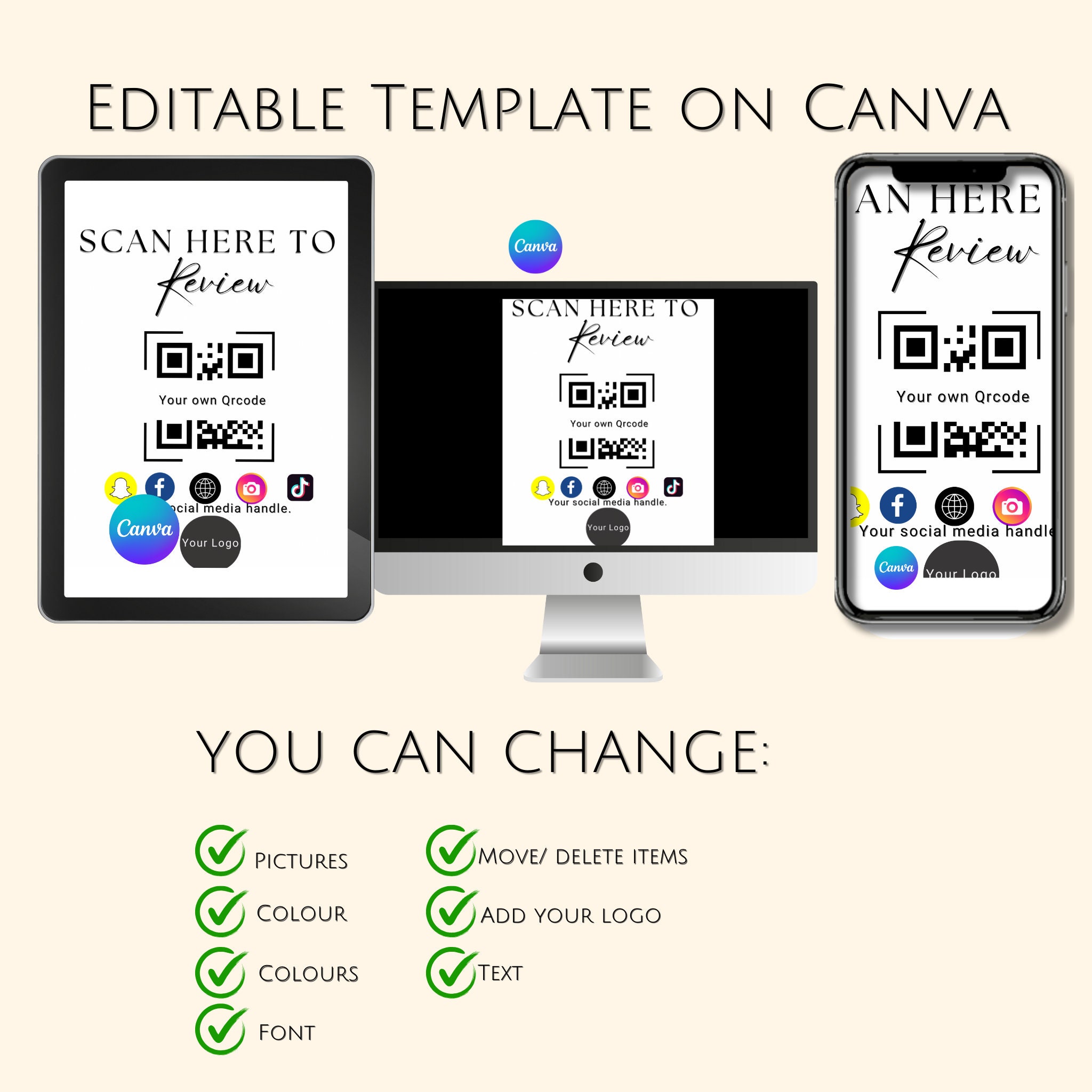 Editable via Canva, Scan to Pay Posters, Digital Download - Etsy