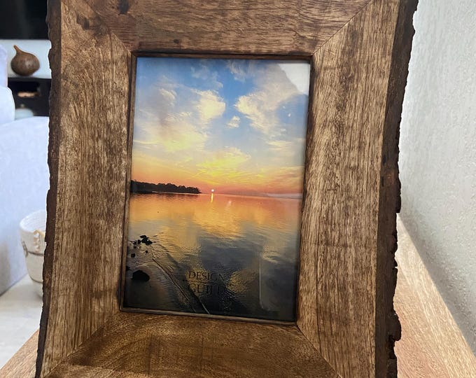 Engravable Live Edge Wooden Picture Frame: Carved Bark Decor, 5x7 ...