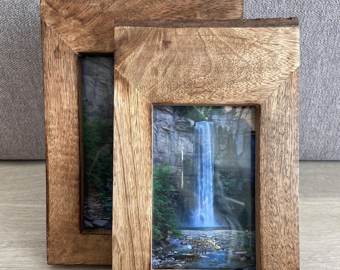 Live Edge 5x7 Tall Wood Frame,rustic Top Bark Edge Picture Frame,mango ...