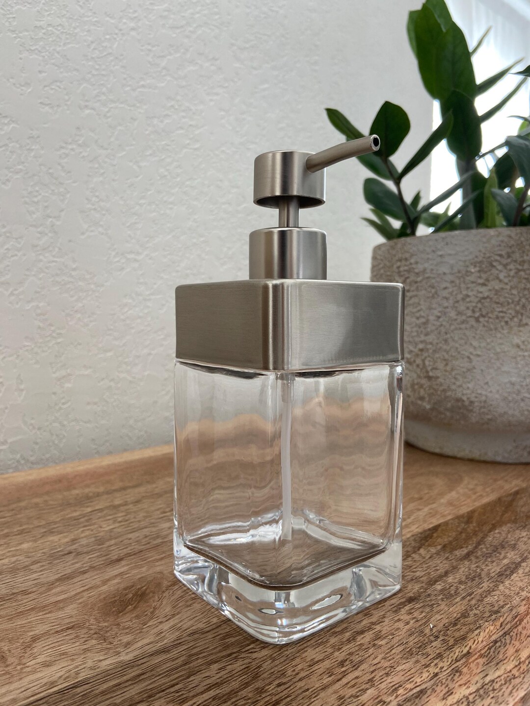 Large Clear Tempered Glass Soap Dispenser,silver Soap Dispenser Pump ...