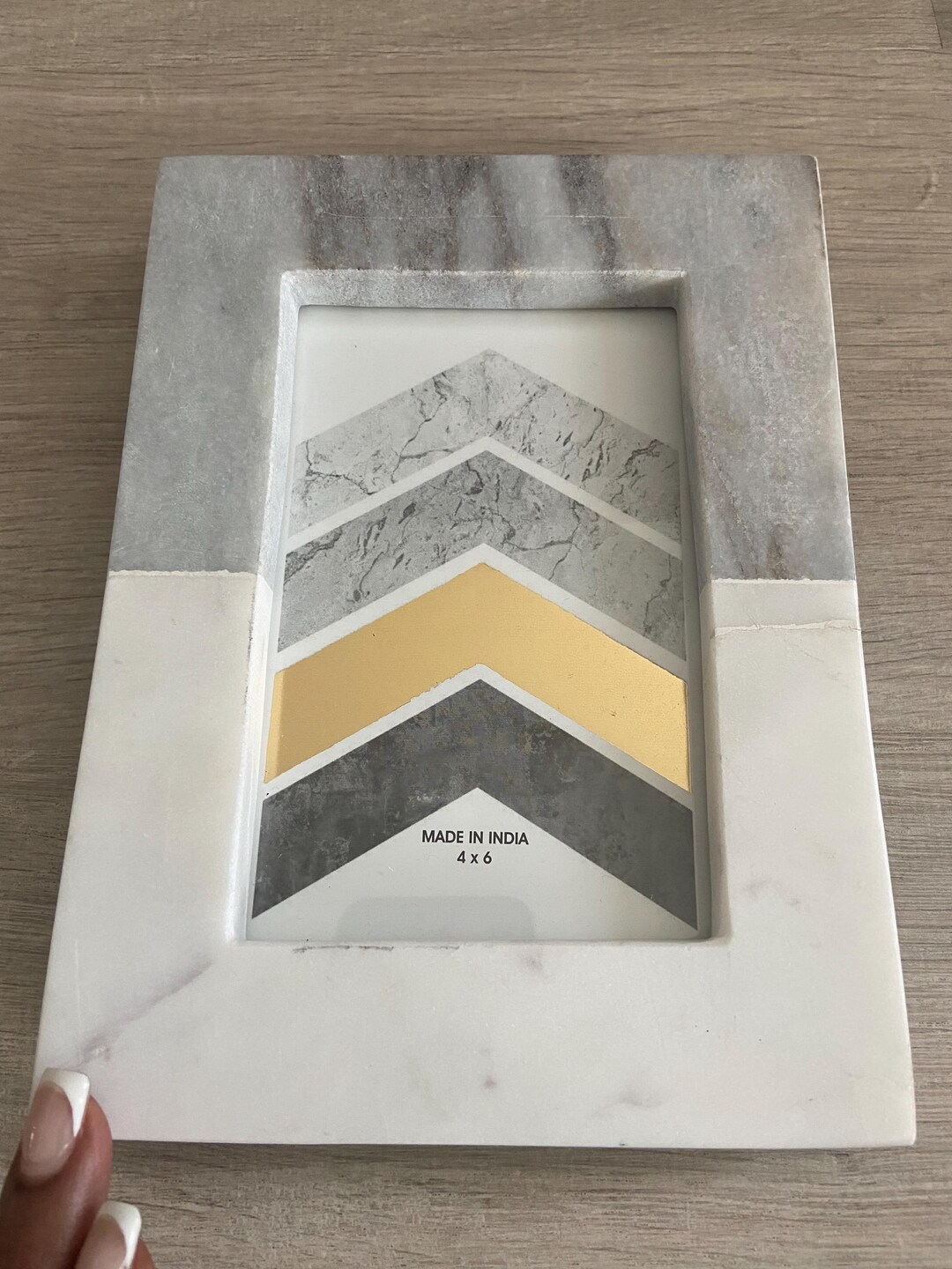 Genuine Marble 4x6 White-gray Dual Color Tabletop Picture Frame ...