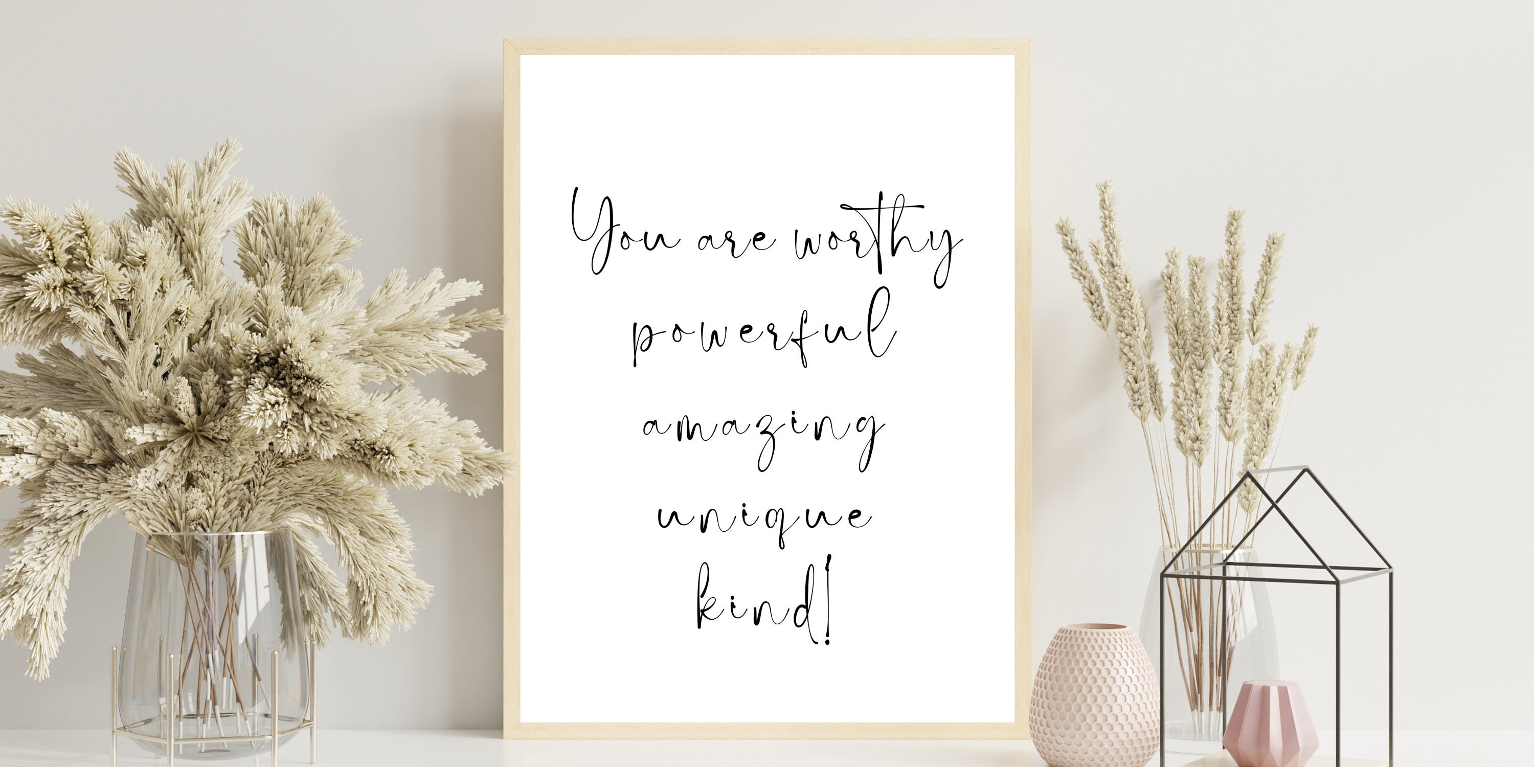 You Are Worthy Printable,light Font Cursive Inspirational Quote,cute ...