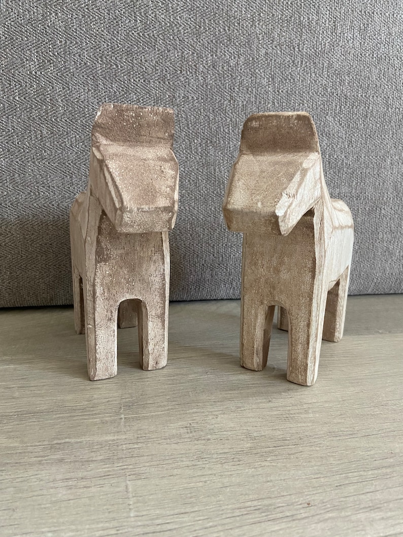 Set of 2 Handcarved Wooden Decorative Dog Sculpture Gift,handmade ...