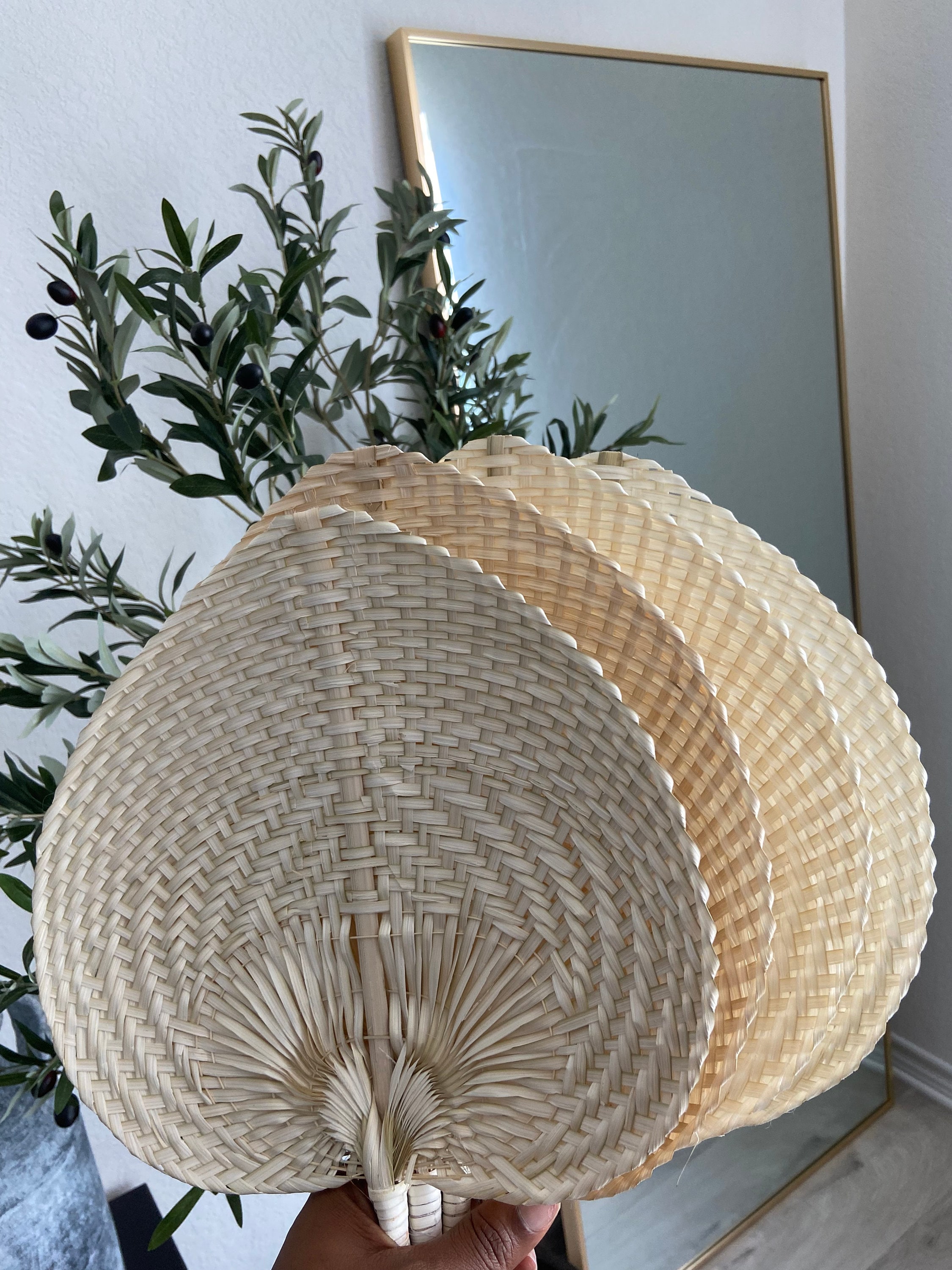 Handmade Natural Bamboo Hand Fans,handwoven Raffia Bamboo Beach Fans ...