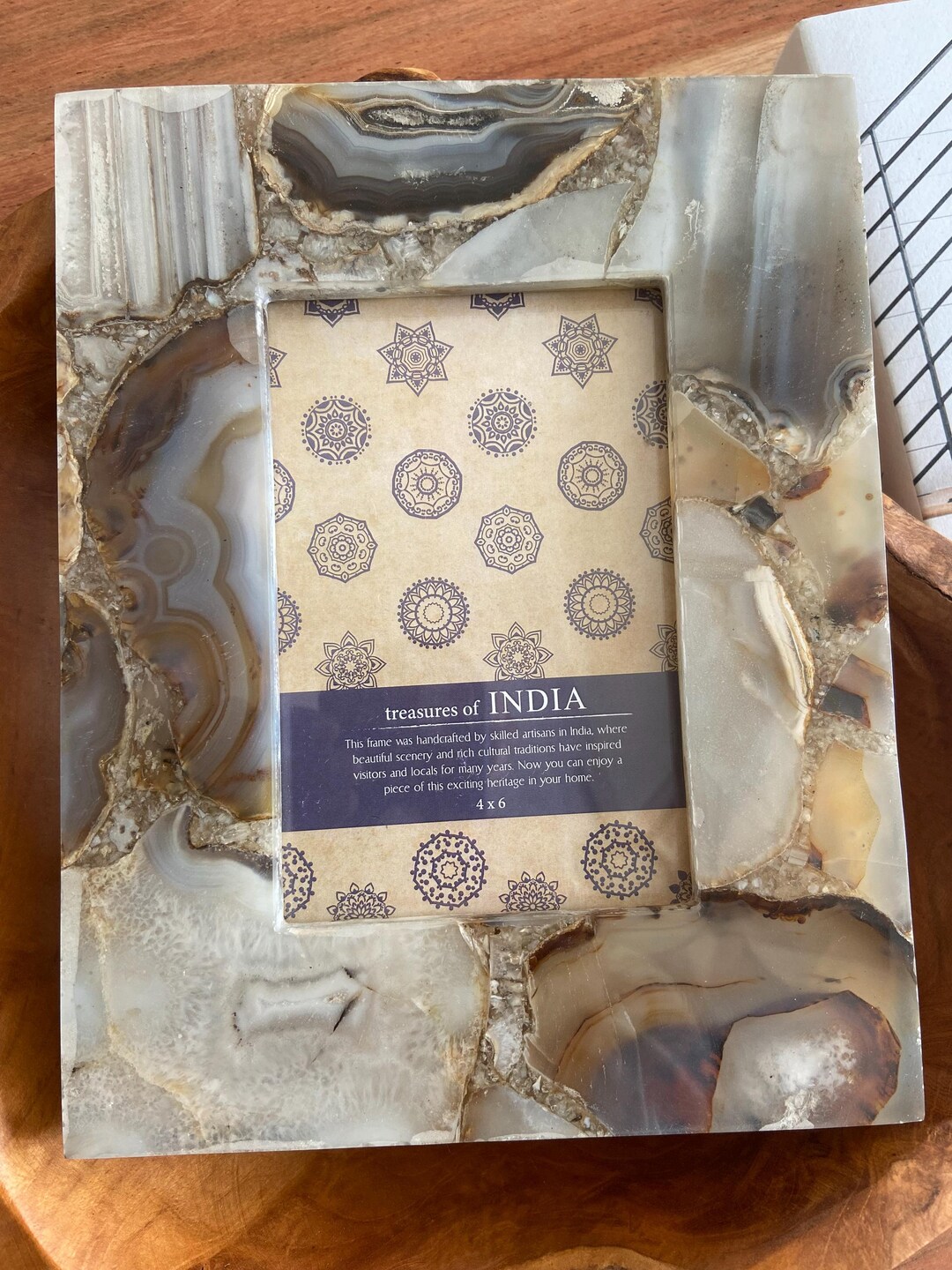 Natural Beige Agate Stone 4x6 Tabletop Picture Frame,elegant Quartz ...