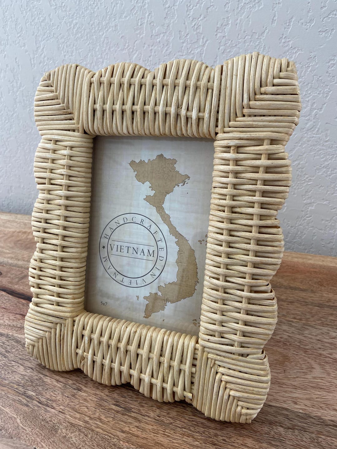 Natural Handwoven Rattan 5x7 Photo Frame Table Decor,unique Scalloped ...