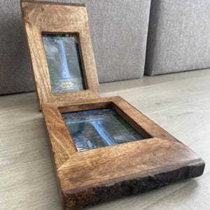 Live Edge 5x7 Tall Wood Frame,rustic Top Bark Edge Picture Frame,mango ...