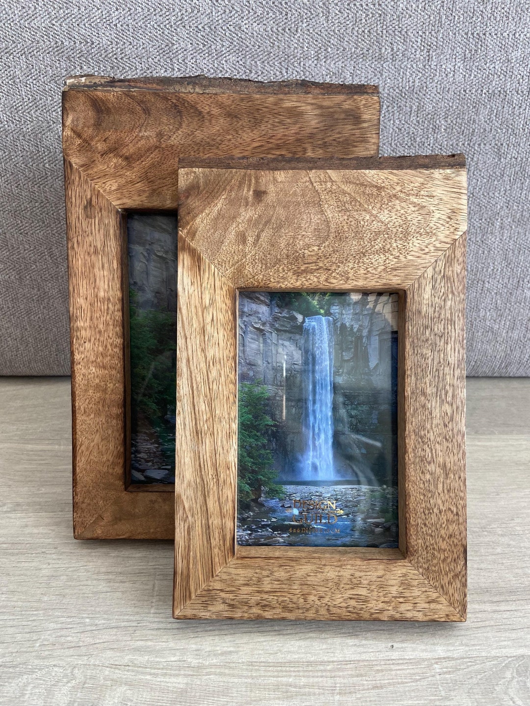 Live Edge 5x7 Tall Wood Frame,rustic Top Bark Edge Picture Frame,mango ...
