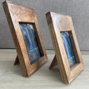 Live Edge 5x7 Tall Wood Frame,rustic Top Bark Edge Picture Frame,mango ...