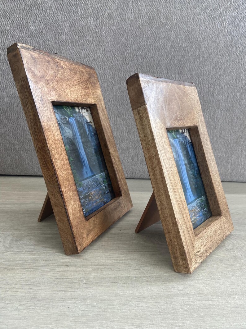 Live Edge 5x7 Tall Wood Frame,rustic Top Bark Edge Picture Frame,mango ...
