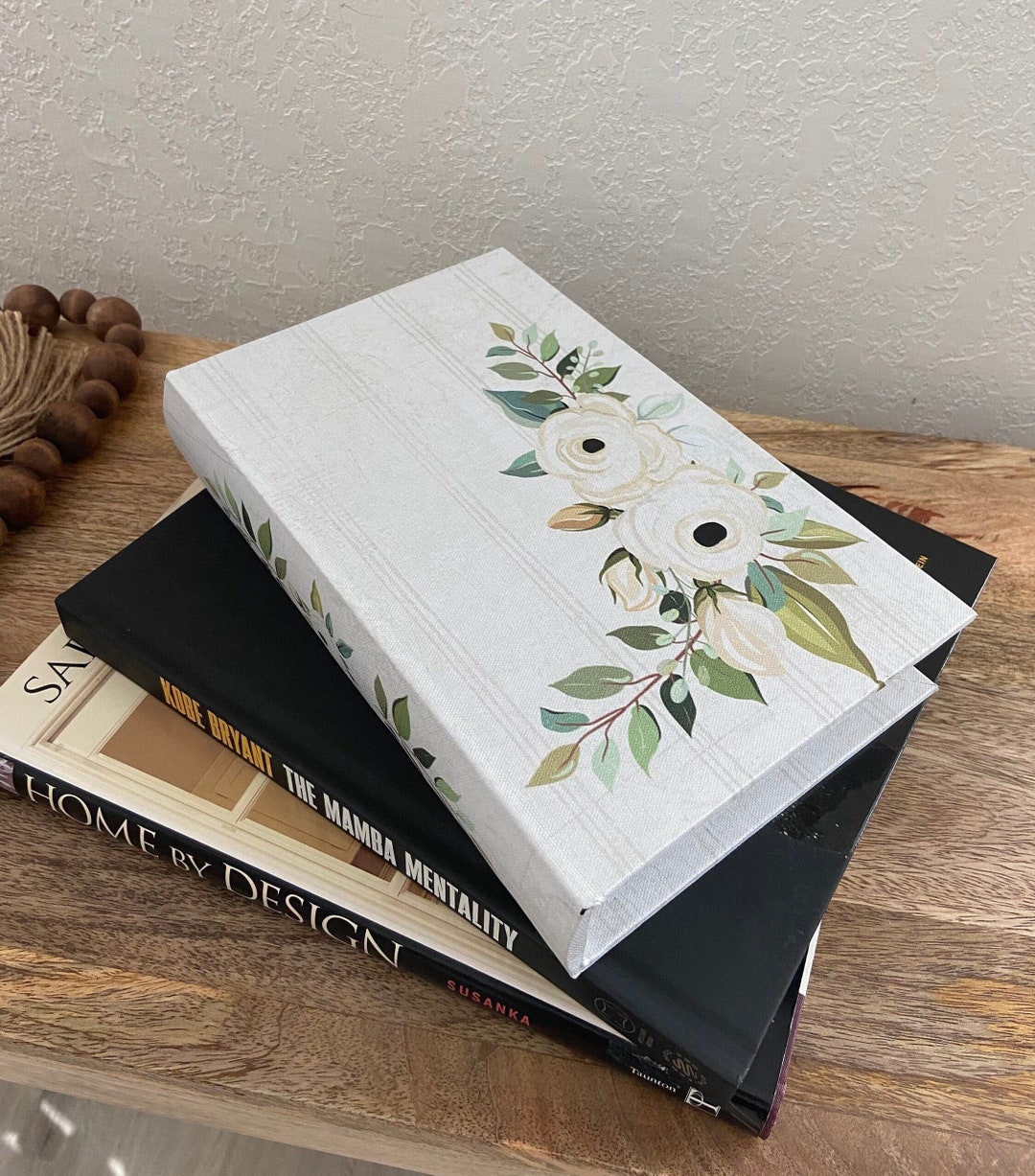 Floral Design Off-white Faux Storage Box,minimal Design Stackable Faux ...