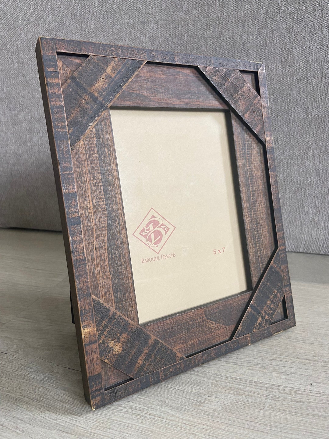 Vintage Walnut Distressed Wood 5x7 Photo Frame,carved Corner Rustic ...