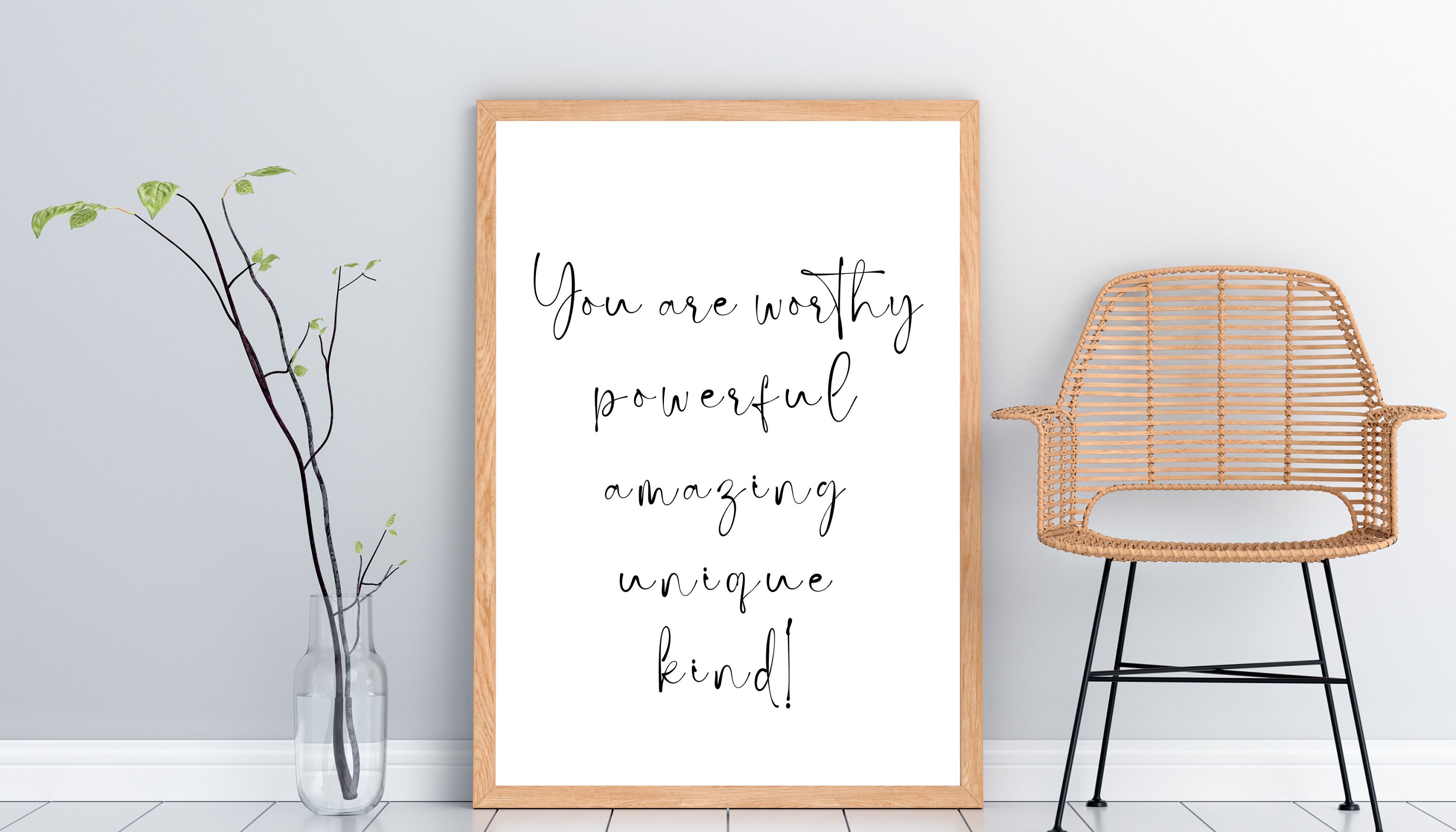 You Are Worthy Printable,light Font Cursive Inspirational Quote,cute ...